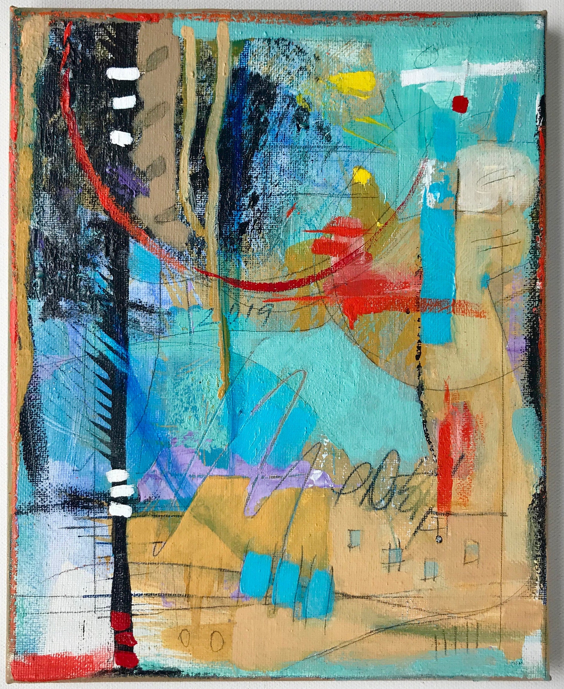 Blue Colored Abstract Art Painting, Original Process Art, Blue Tones ...