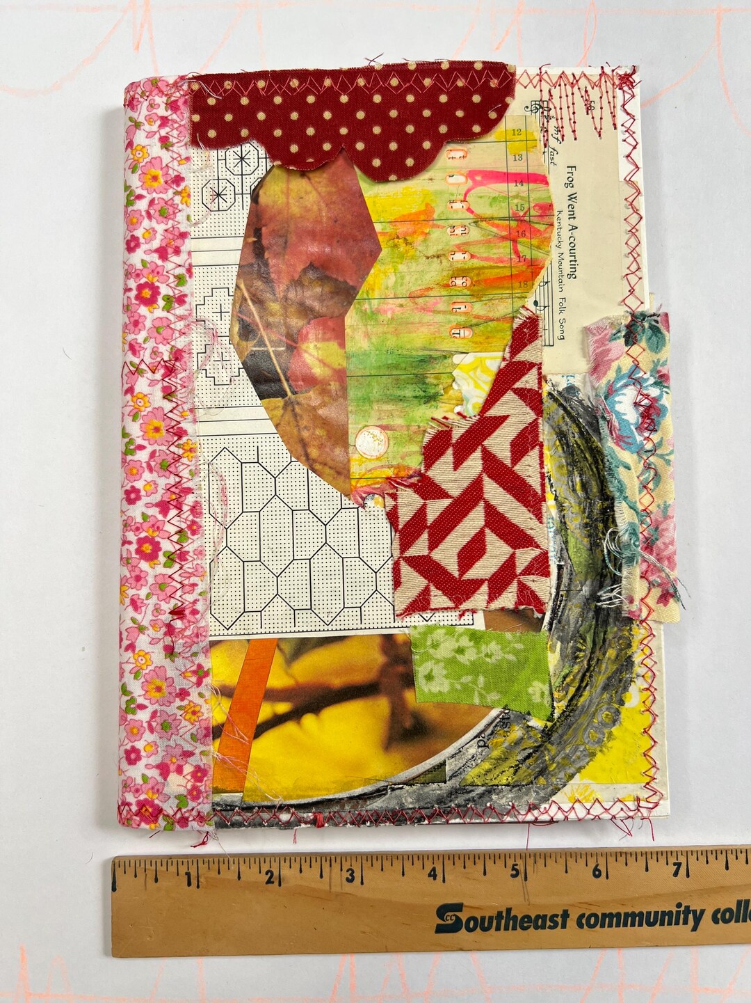 Original Collage Art, Junk Journal, Handmade Scrapbook, Vintage Textile ...