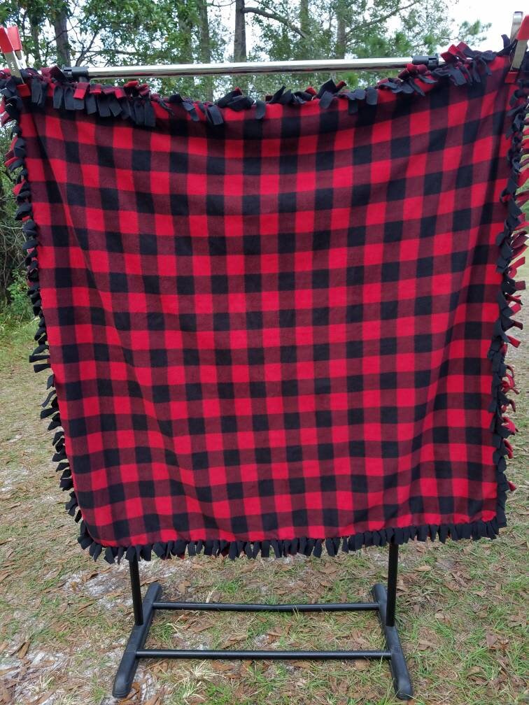 Buffalo Plaid Plush Fleece Throw Buffalo Plaid Blanket Red and Black ...