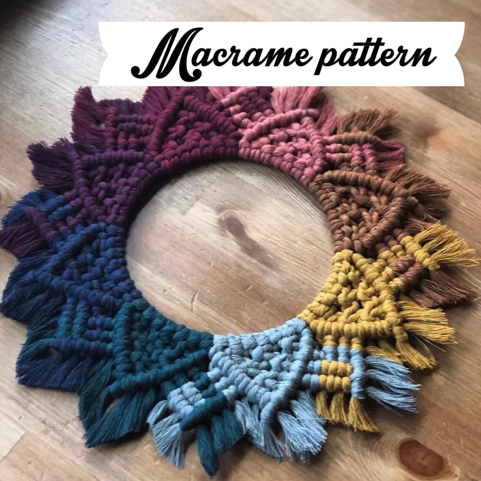 Macrame Rainbow Wreath Pattern PDF Digital File Macrame Pattern With ...