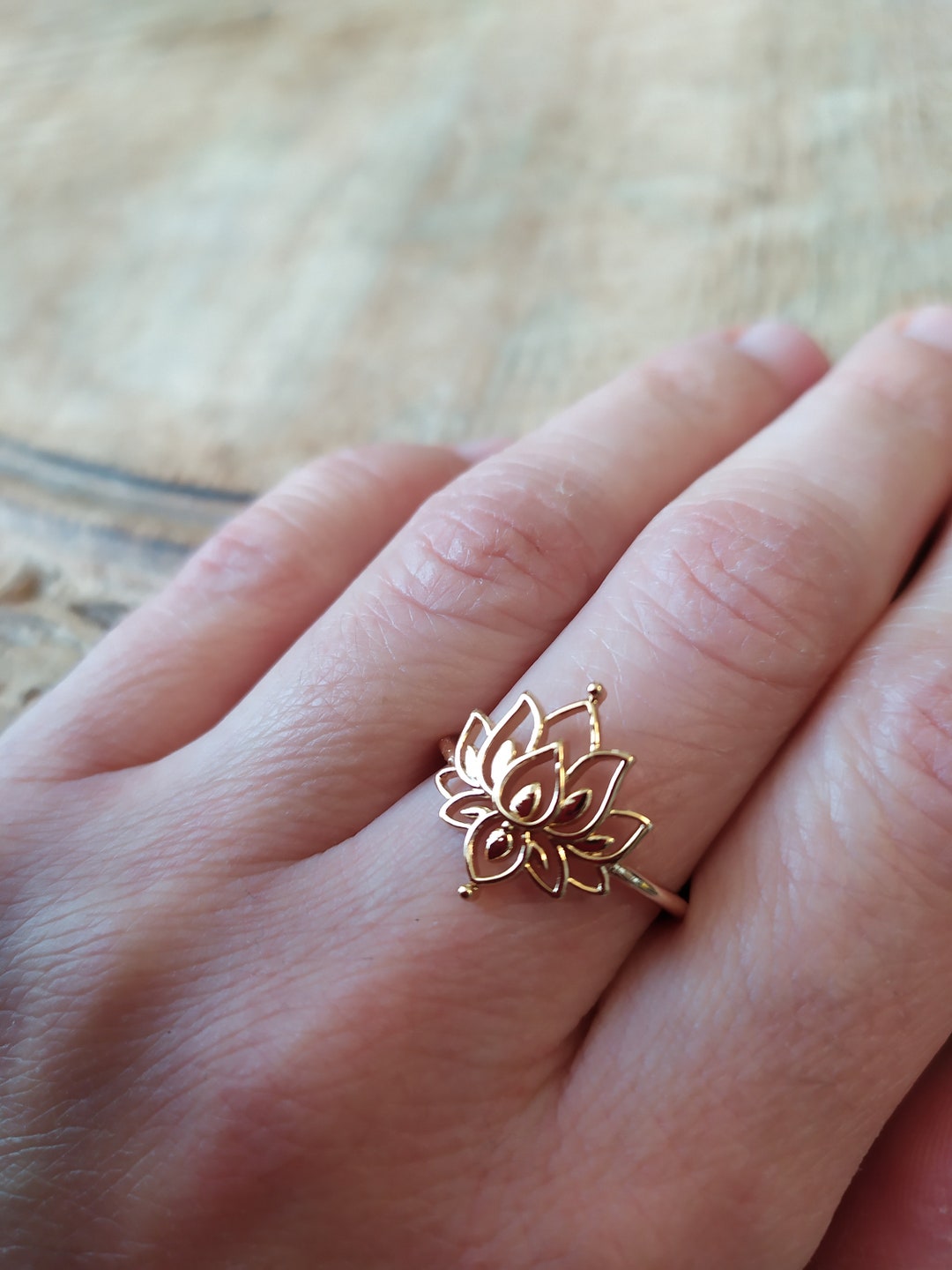 Thin Lotus Ring - Etsy