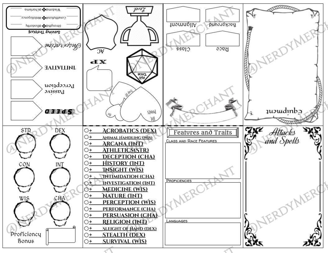 Pocket 5E Character Sheet - Etsy
