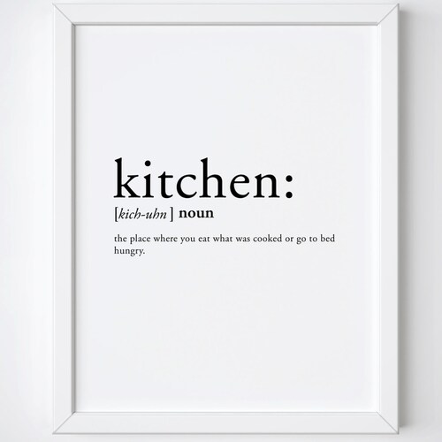 Kitchen Definition Kitchen Print Dictionary Print | Etsy