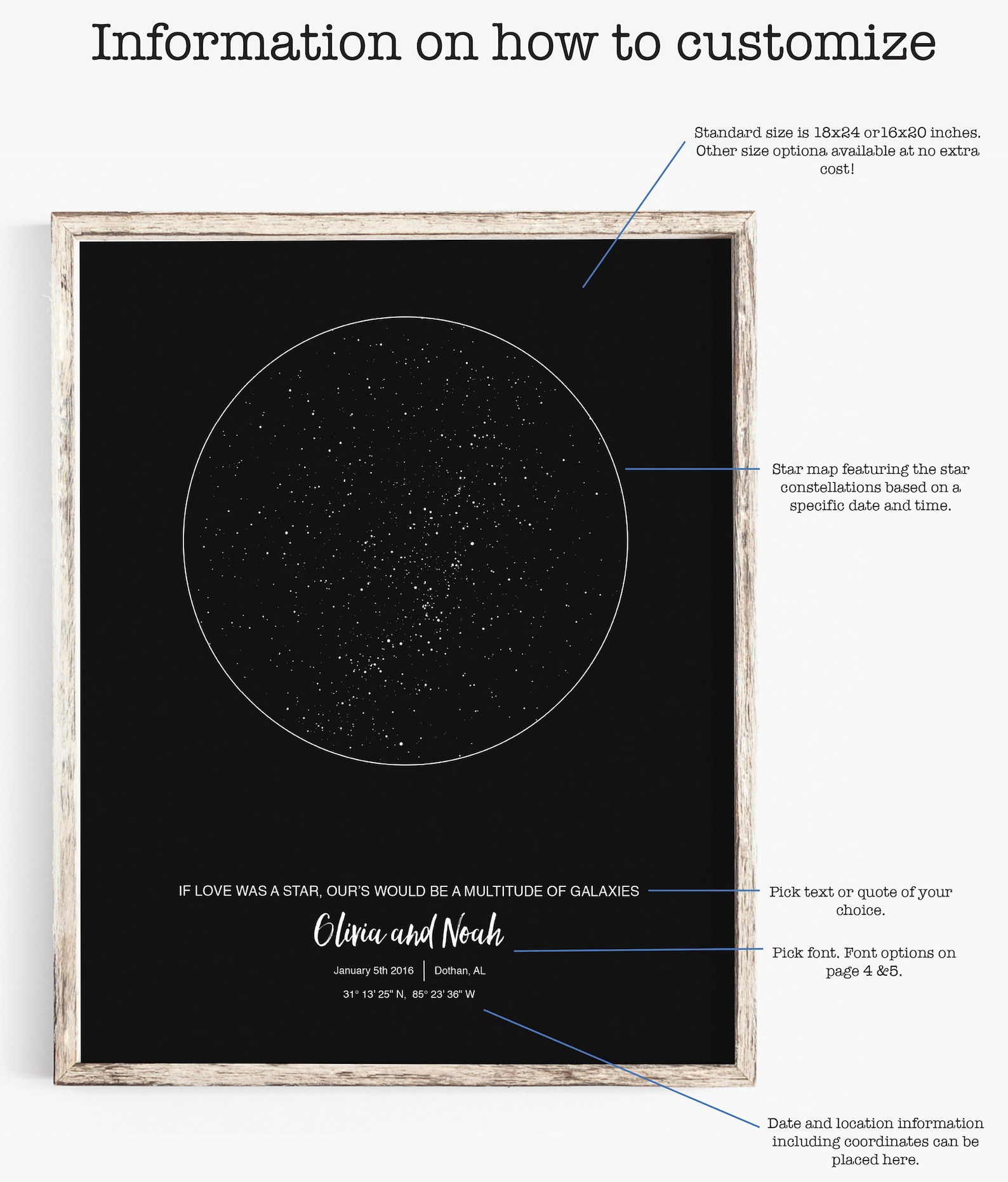 Star Map - Star Map Print - Custom Star Map - Star Map Personalized ...