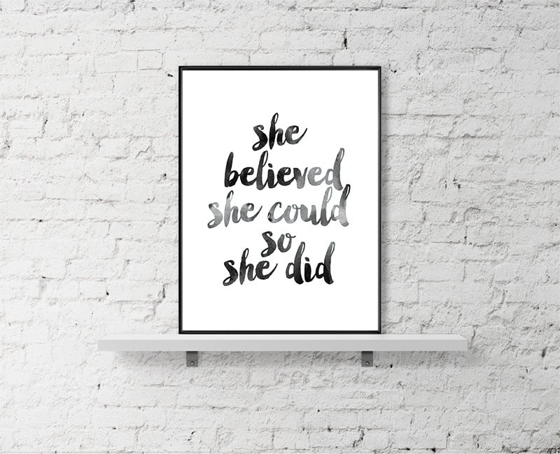 Inspirational Print She believed she could so she did | Etsy