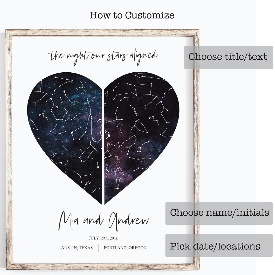 Engagement Gift Custom Star Map Star Map Constellation - Etsy