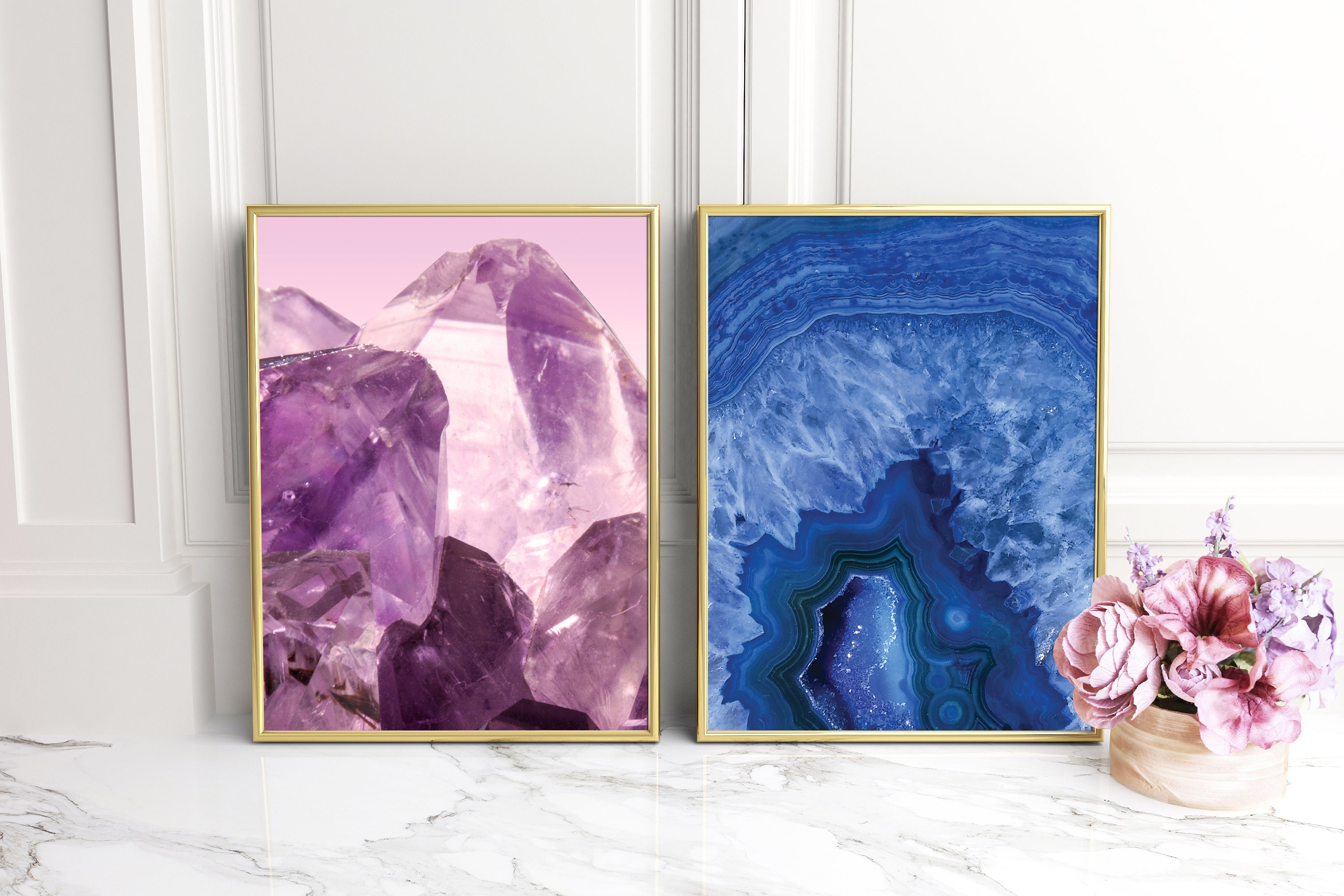 Geode Wall Art Agate Print mineral photography set of 2 | Etsy