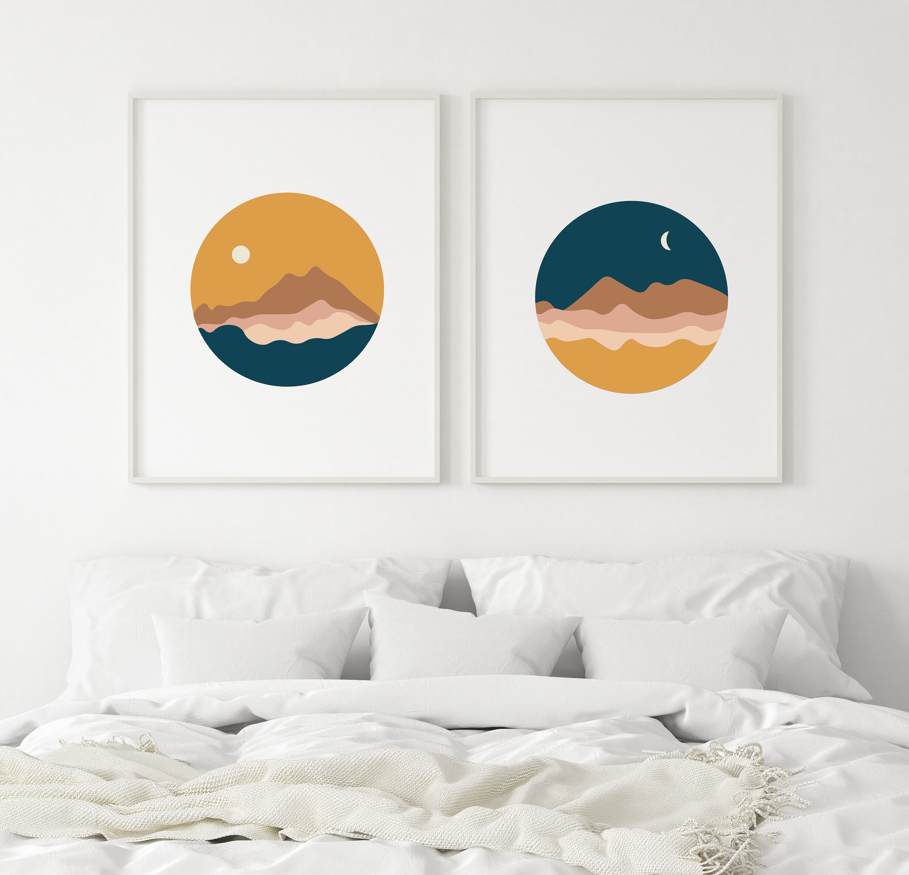 Abstract Landscape Print Sun and Moon Wall Art Landscape - Etsy