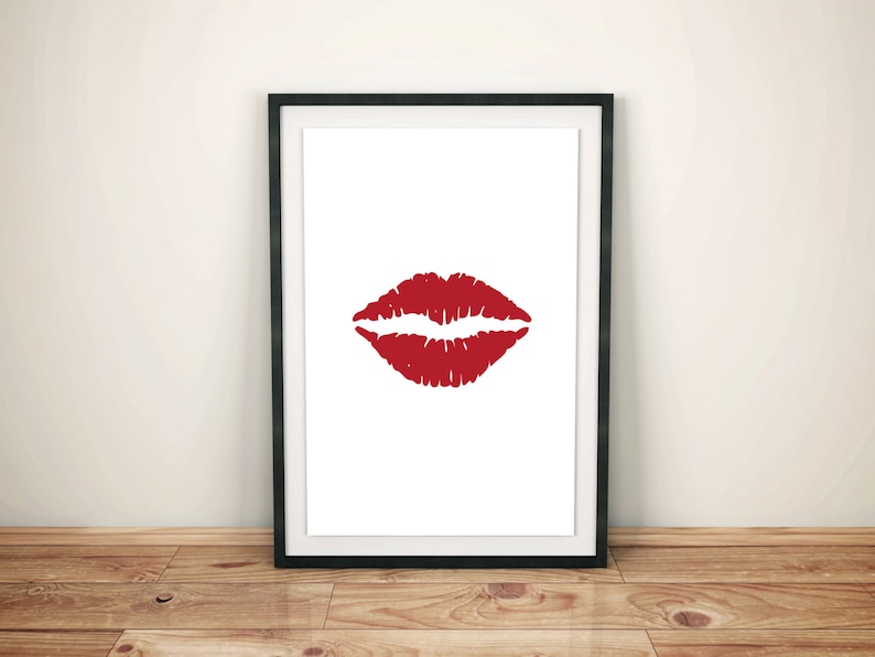 Red Lip Print - Lipstick Print - Fashion Print - Makeup Print - Red Lip ...