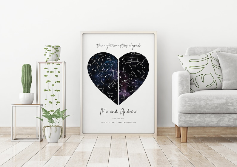Engagement Gift Custom Star Map Star Map Constellation - Etsy