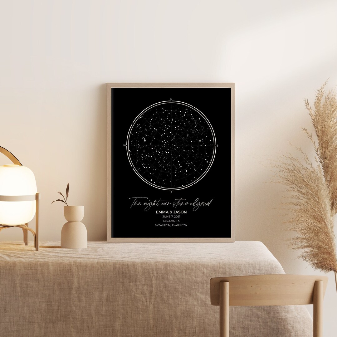 Custom Star Map - Constellation Map - Star Map - Night Sky by Date ...