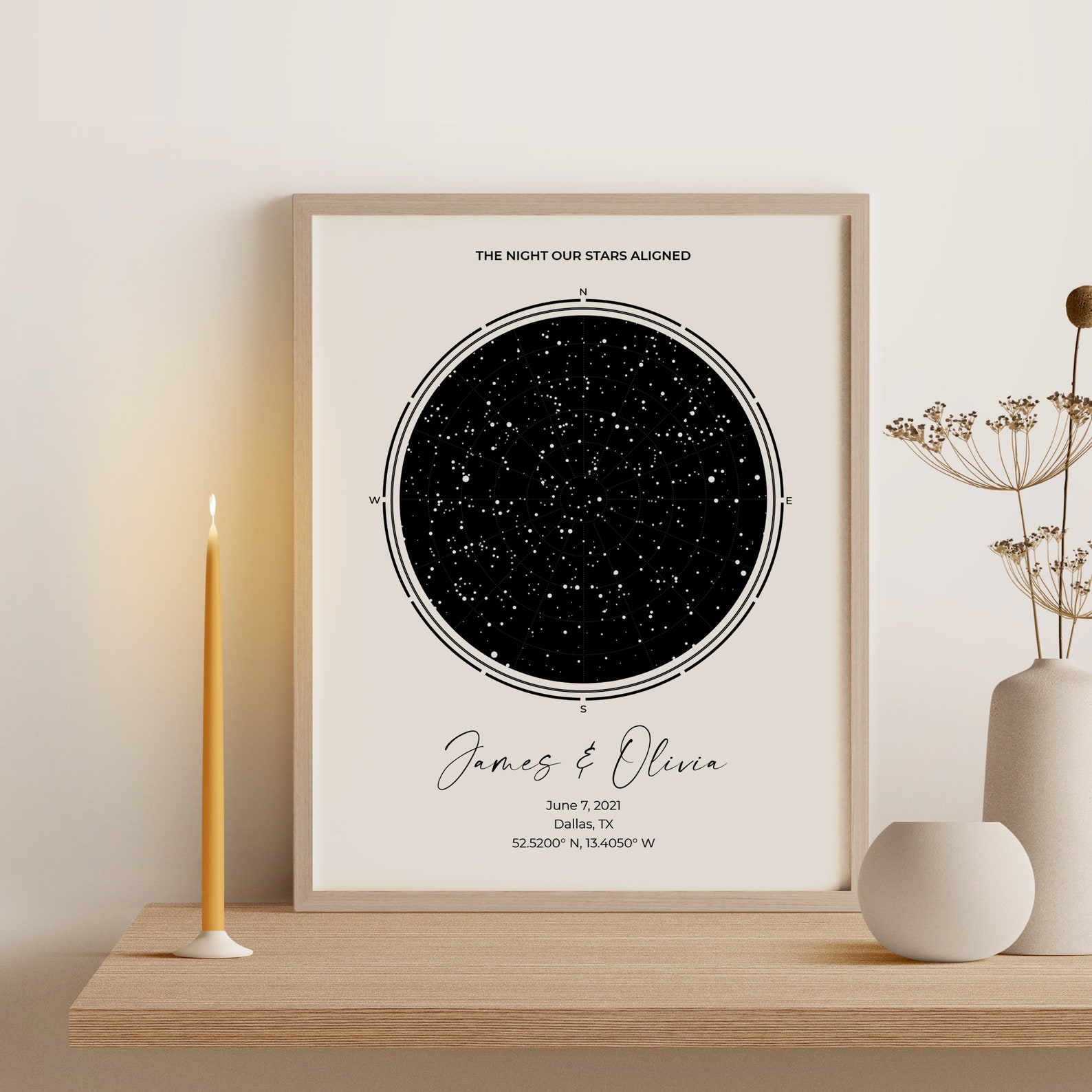 Star Maps for Couples - Star Map by Date - Star Map - Star Map Wedding ...
