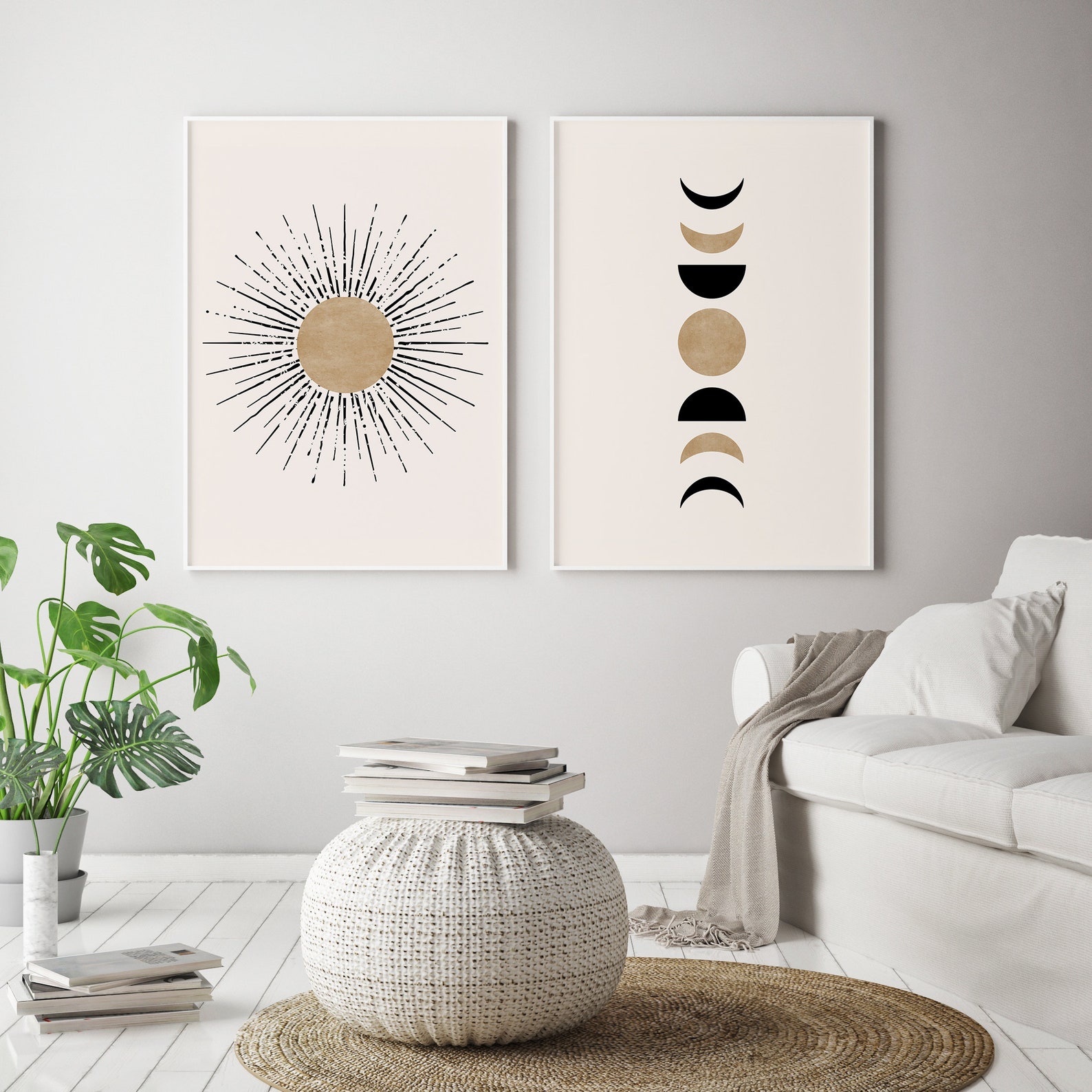 Sun and Moon Print set Abstract sun print Abstract Moon | Etsy