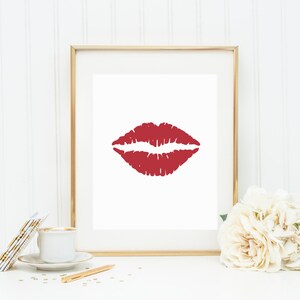 Red Lip Print - Lipstick Print - Fashion Print - Makeup Print - Red Lip ...