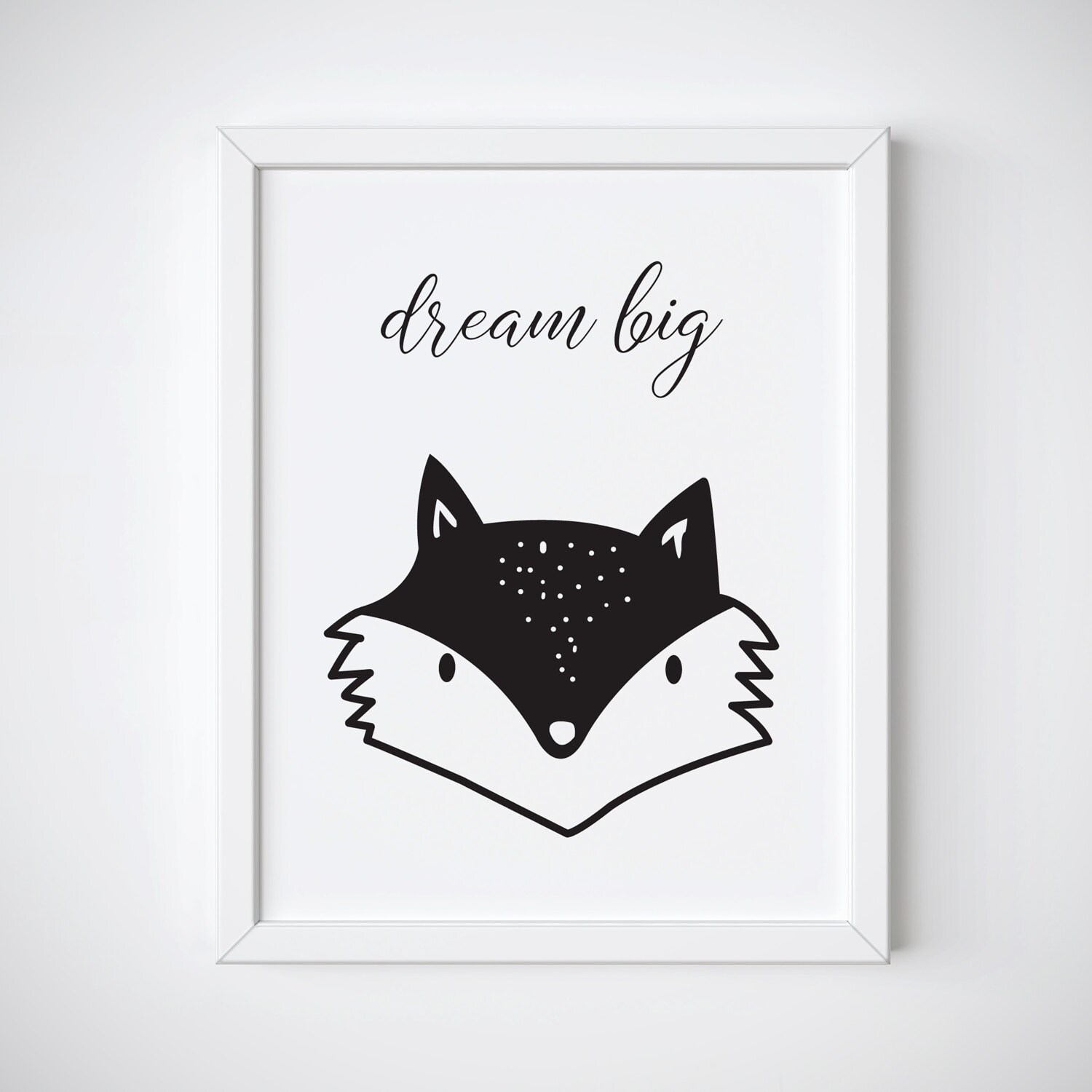 Fox Print Woodlands Print Nursery Animal Print Fox Decor Black and ...