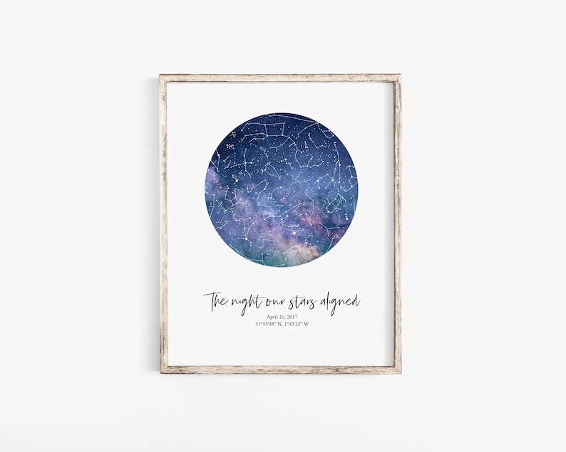 Custom Star Map Night Sky Print Star Map Constellation - Etsy UK