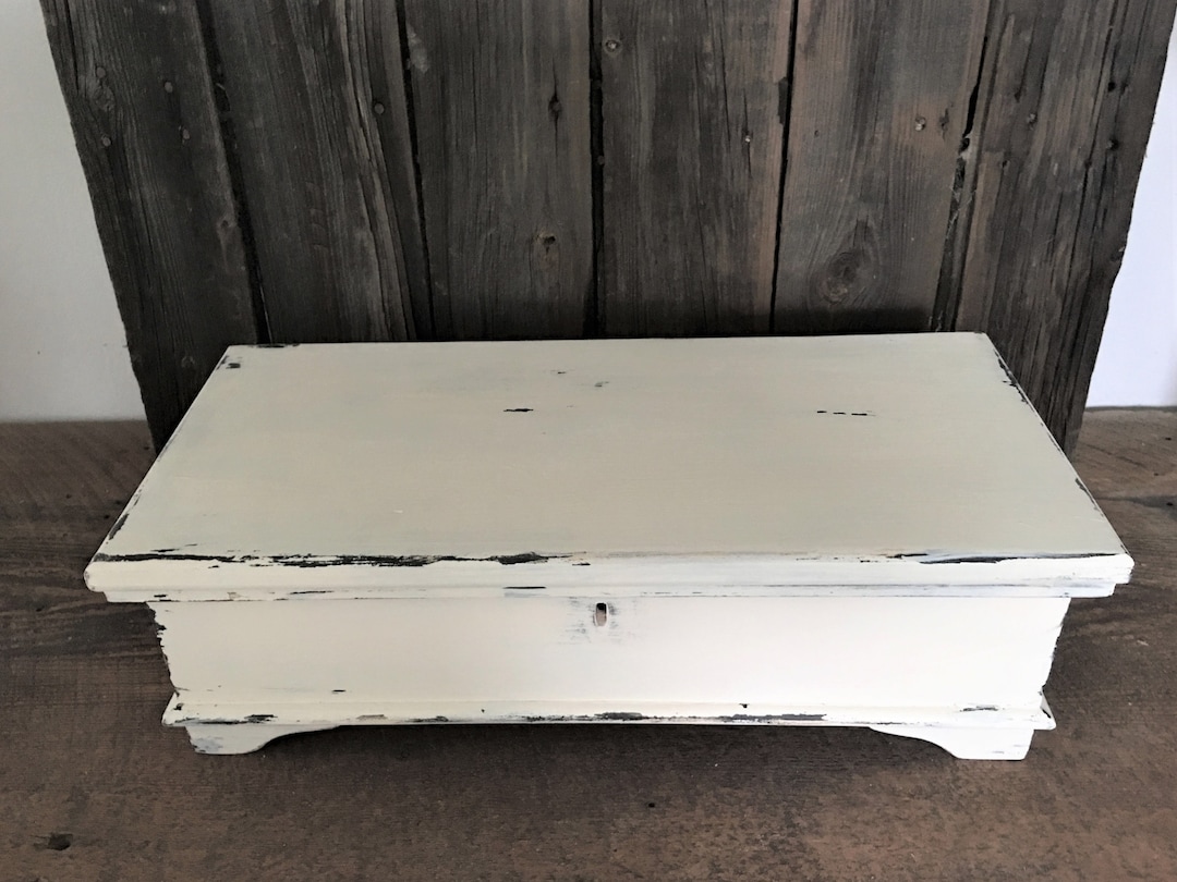 Farmhouse Style Storage Box , Small Wood Chest , Antique Reproduction ...