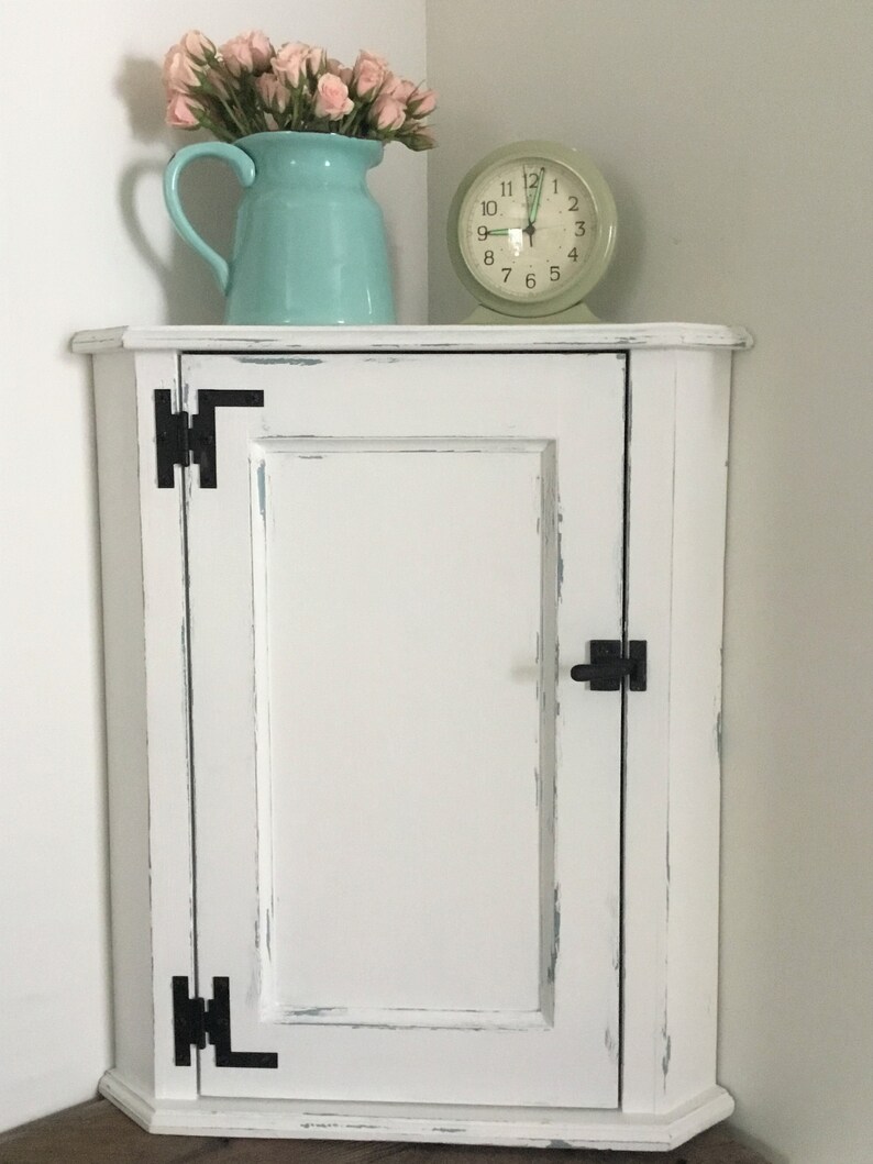 Wall Mounted Wood Corner Cabinet Farmhouse Style Custom - Etsy UK