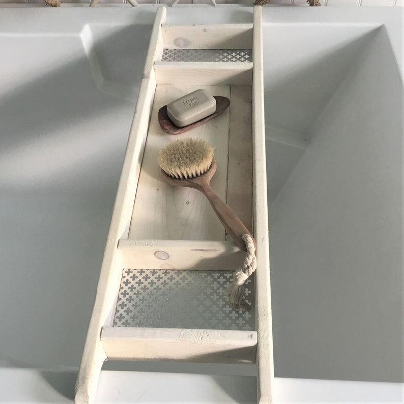 Bathtub Tray White Washed Rustic Bath Rack Custom Sized - Etsy