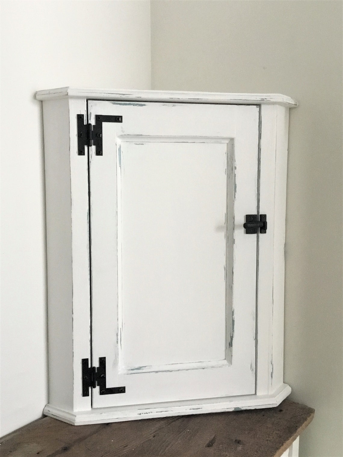 Wall Mounted Wood Corner Cabinet Farmhouse Style Custom - Etsy UK