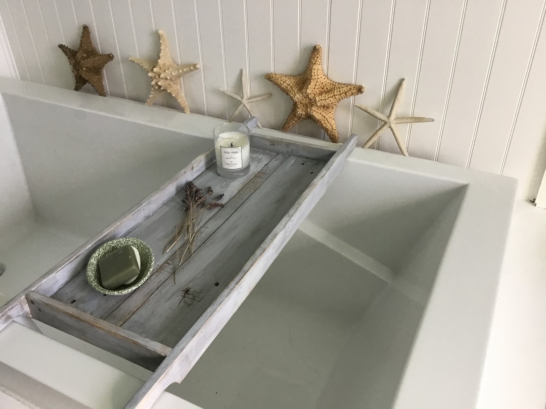 Rustic Recycled Wood Bath Tray, Custom Bath Caddy, Washroom Decor - Etsy