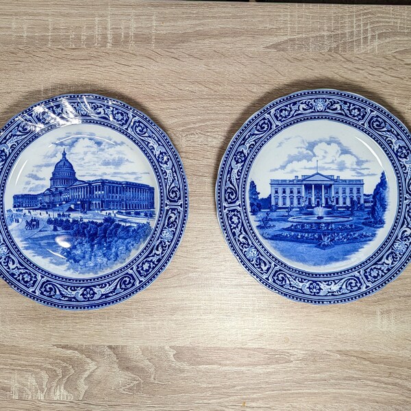 House Plate Blue and White - Etsy