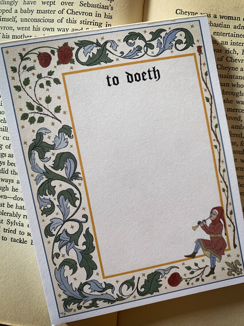 Medieval to Do List, Illuminated Manuscript Style Notepad, Funny Art ...