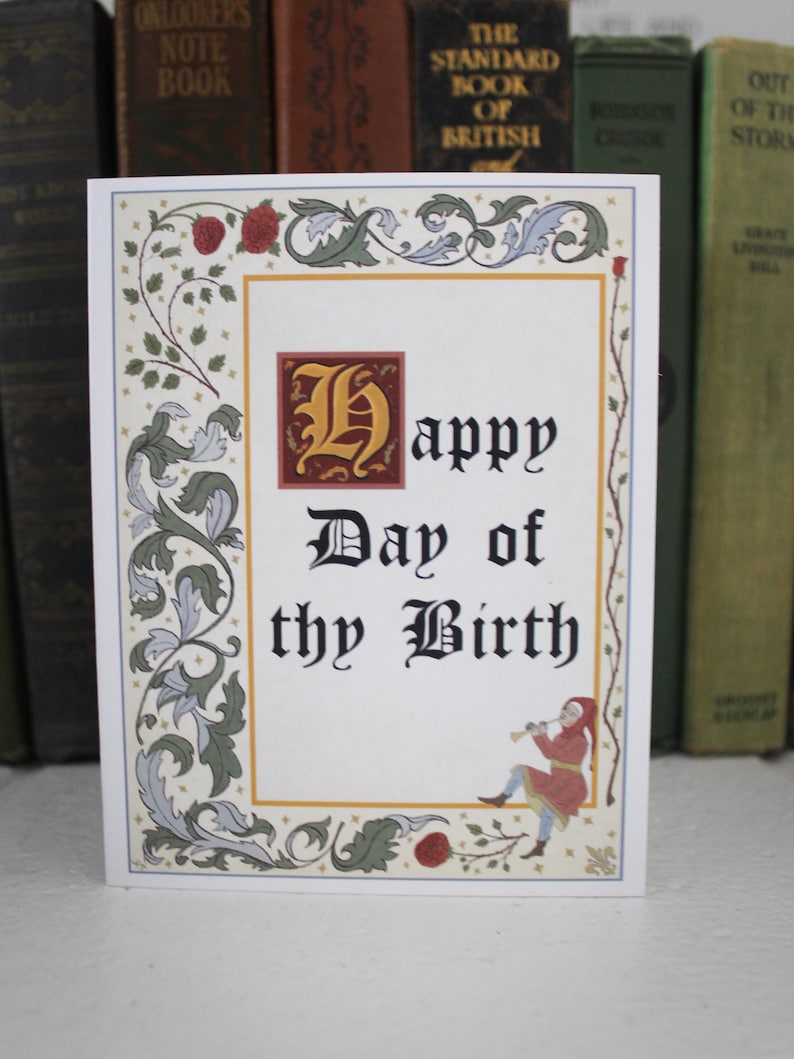 Medieval Birthday Card, Illuminated Manuscript Style Greeting Card ...