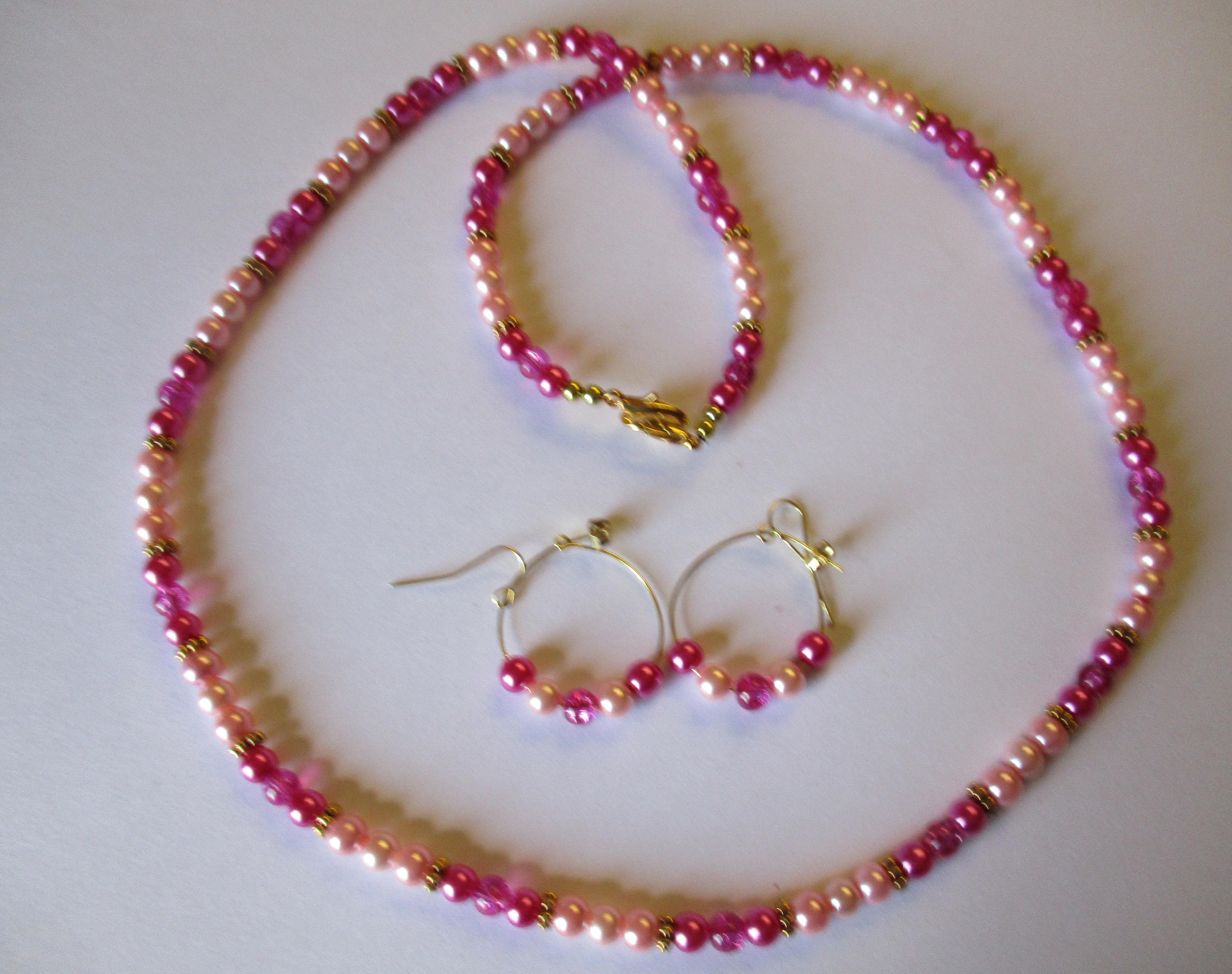Tonos de color rosa collar de perlas con coincidencia de - Etsy España