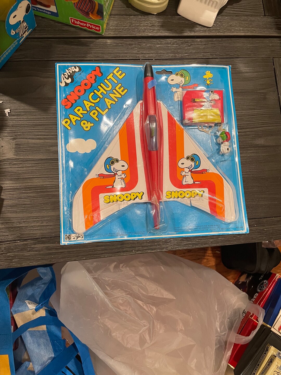 New on Card 1965 Aviva Peanuts Snoopy Parachute & Plane Woodstock ...