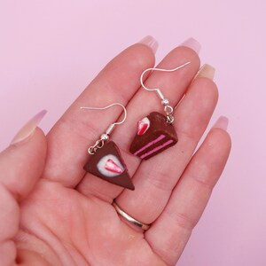 Dangle Earrings Strawberry Cake Realistic Food Polymer Clay - Etsy