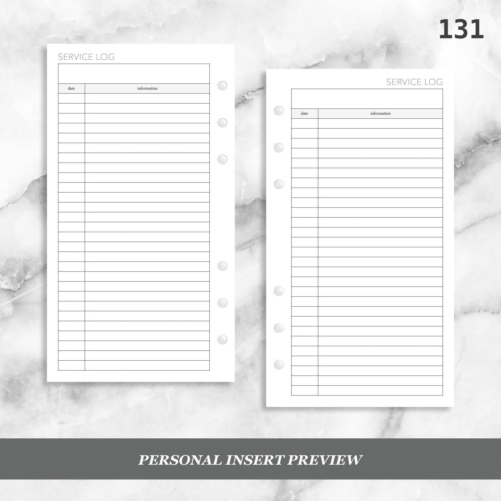 PRINTED 131: Service Log CHOOSE SIZE - Etsy