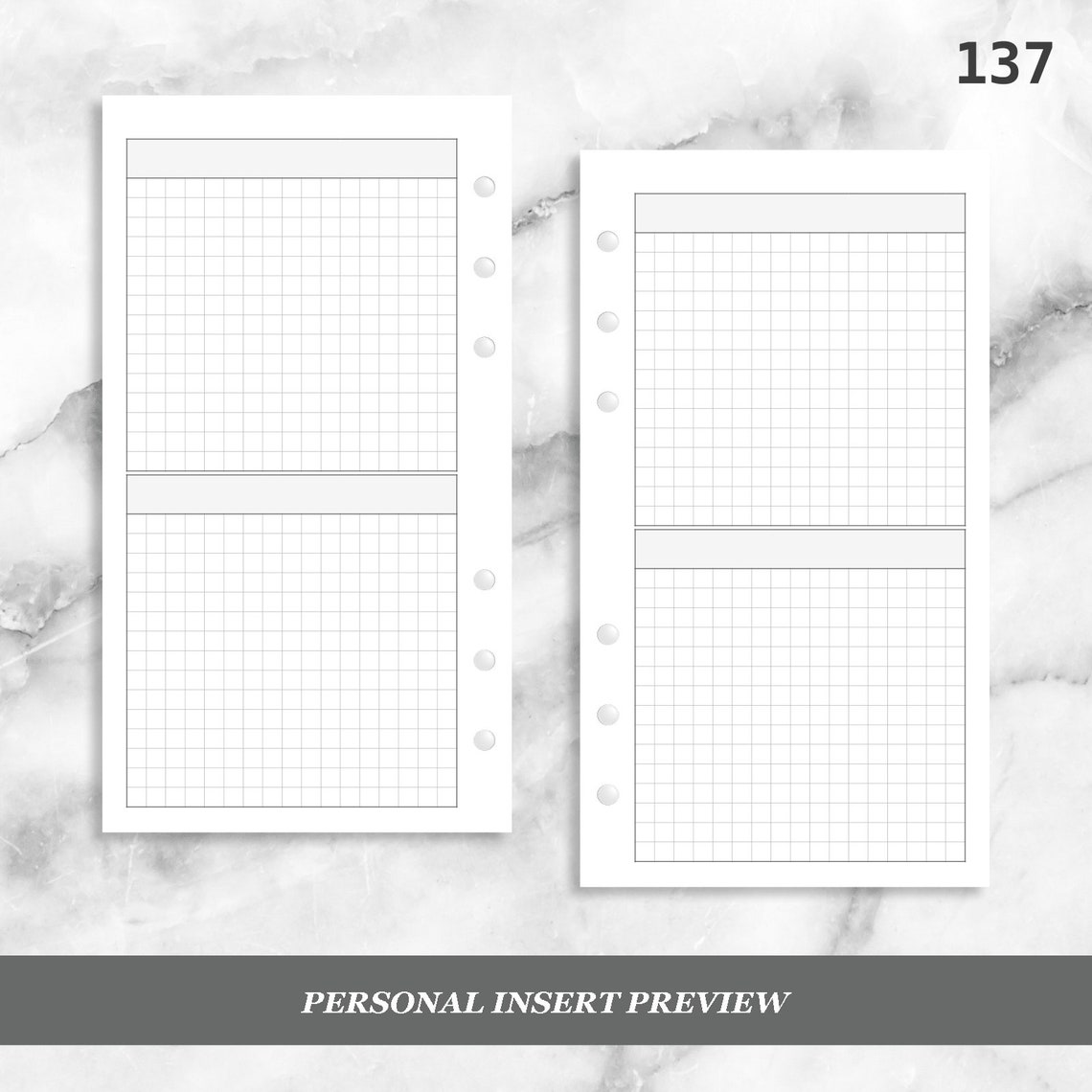 PRINTED 137: Two Horizontal Grid Boxes CHOOSE SIZE | Etsy