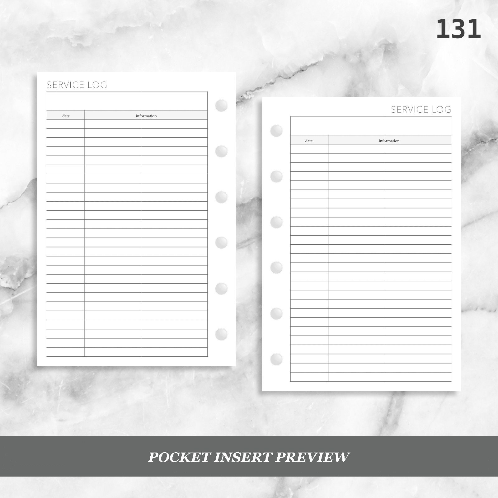 PRINTED 131: Service Log CHOOSE SIZE - Etsy