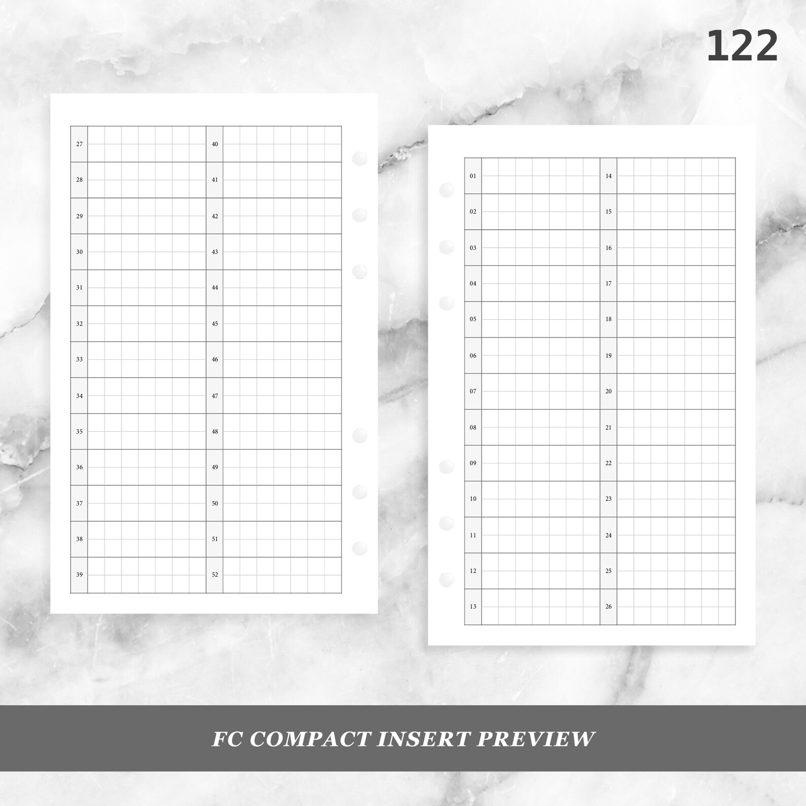 PRINTED 122: 52 Weeks Grid CHOOSE SIZE - Etsy