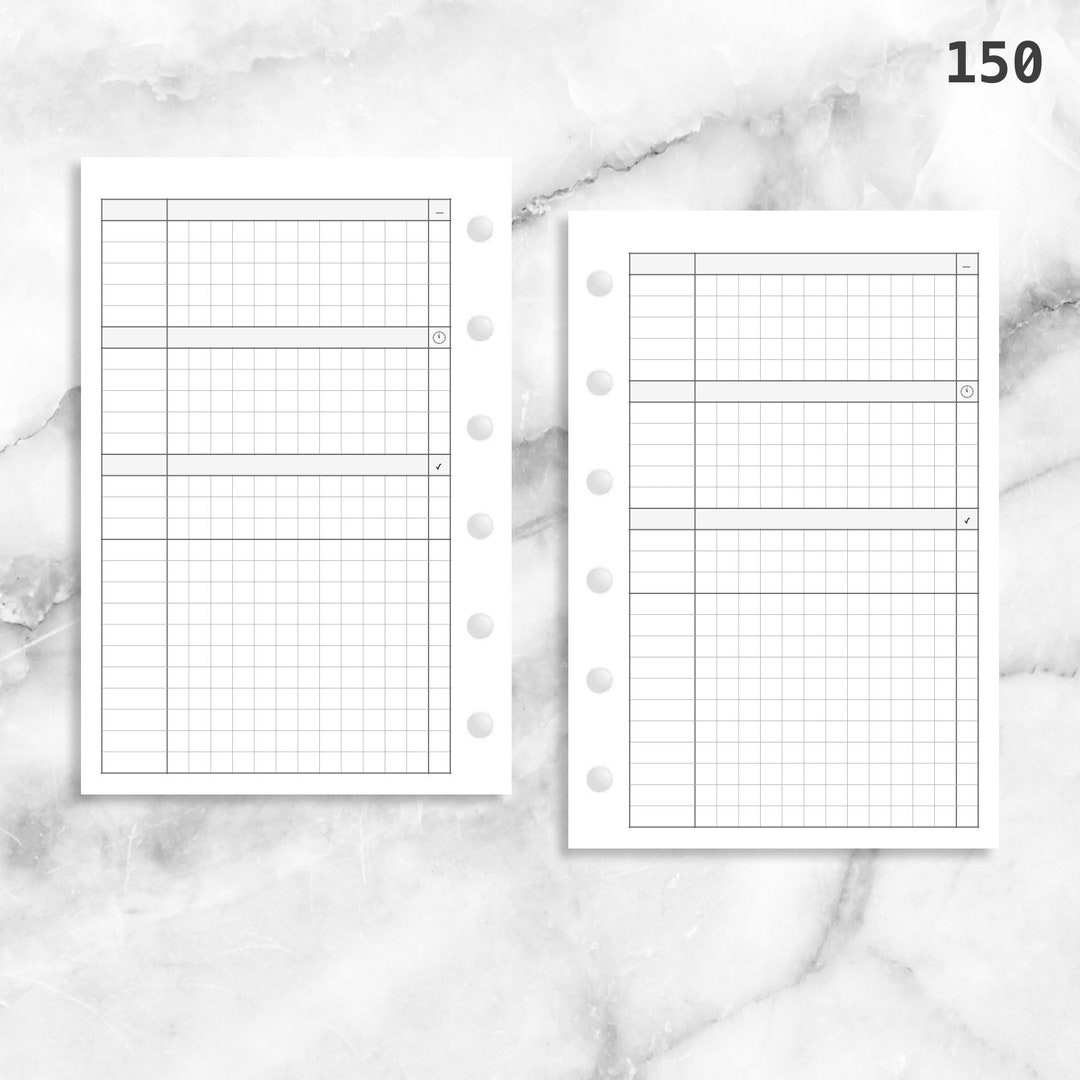 PRINTED 150: Simple Daily Grid W/ Appointments Notes Tasks Categories ...