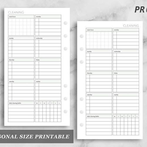 PRINTABLE Personal Habit Tracker and Weekly Cleaning Schedule | Etsy
