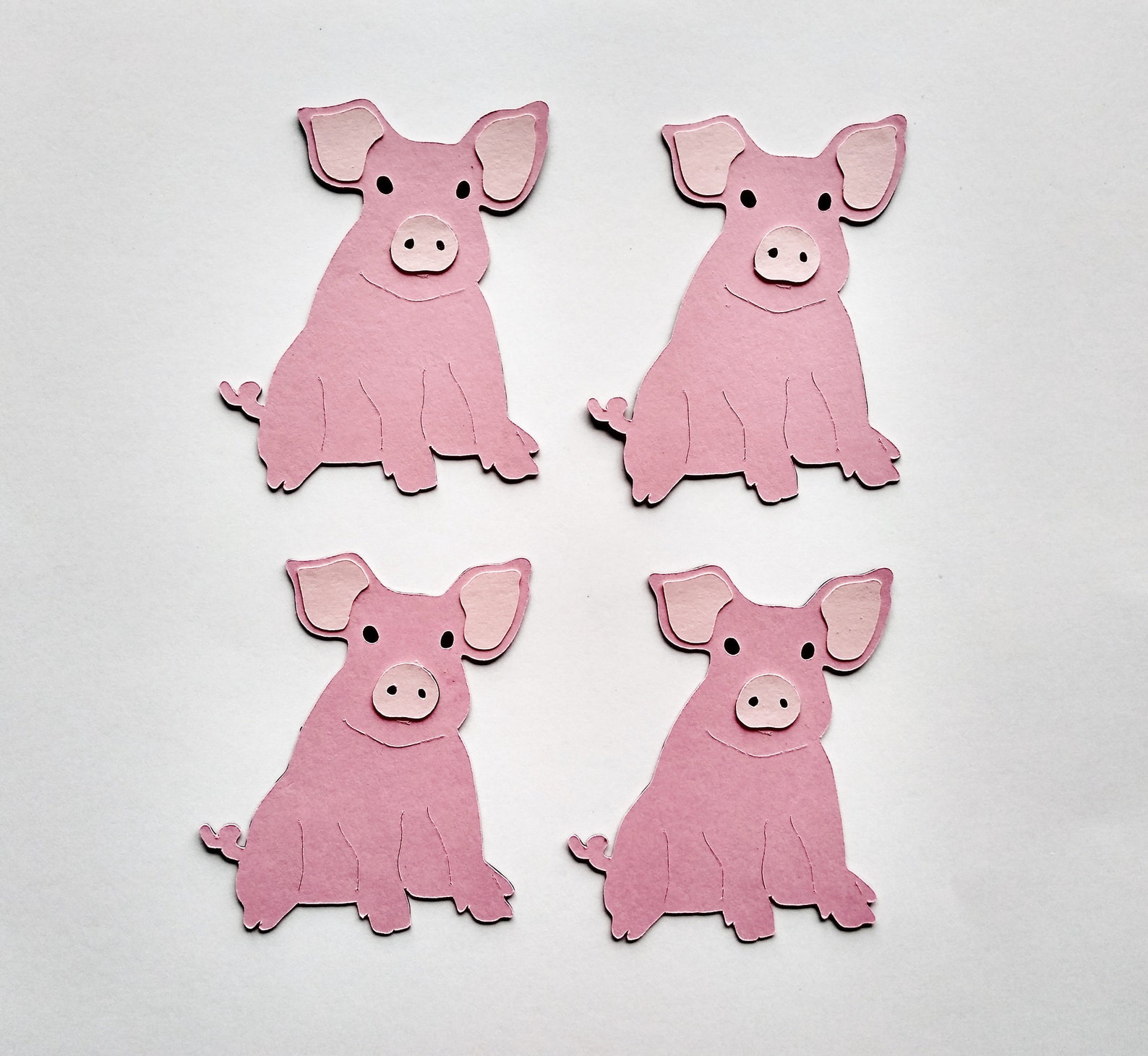 Piglet Die Cut, Pig Cutout, Paper Pig - Set of 4 - Etsy