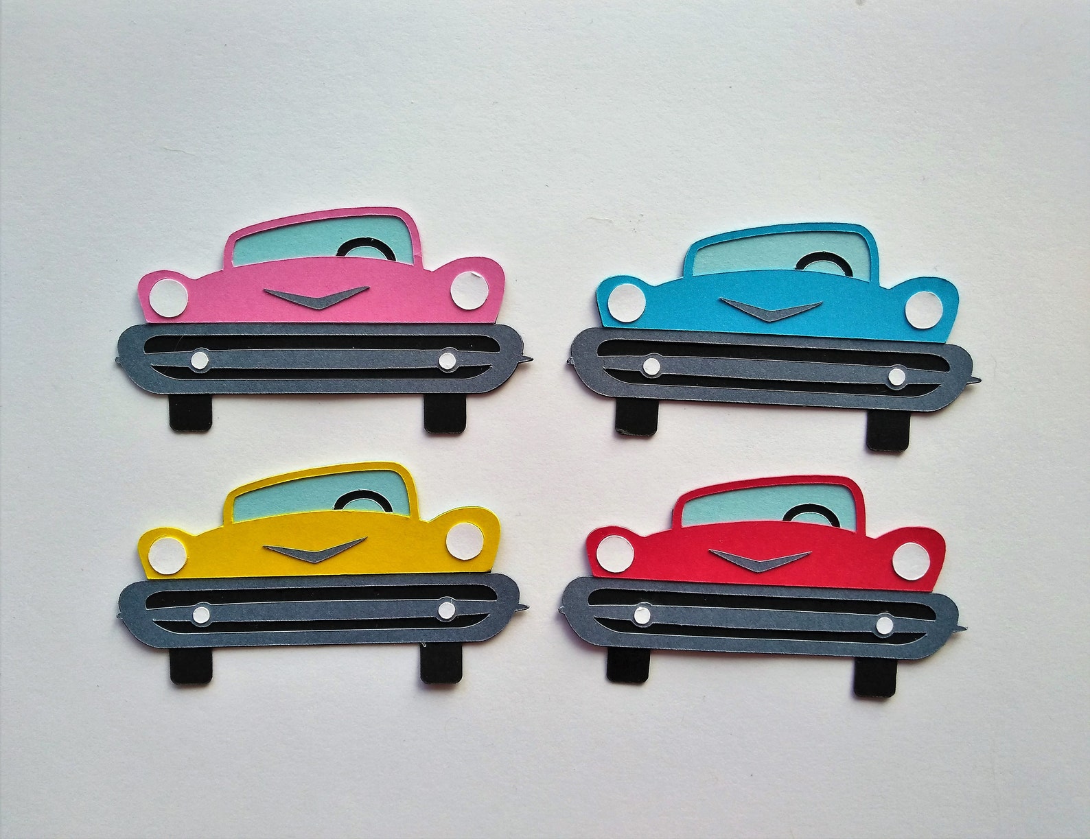 Classic Car Decoration Vintage Car Die Cut Set of 4 | Etsy