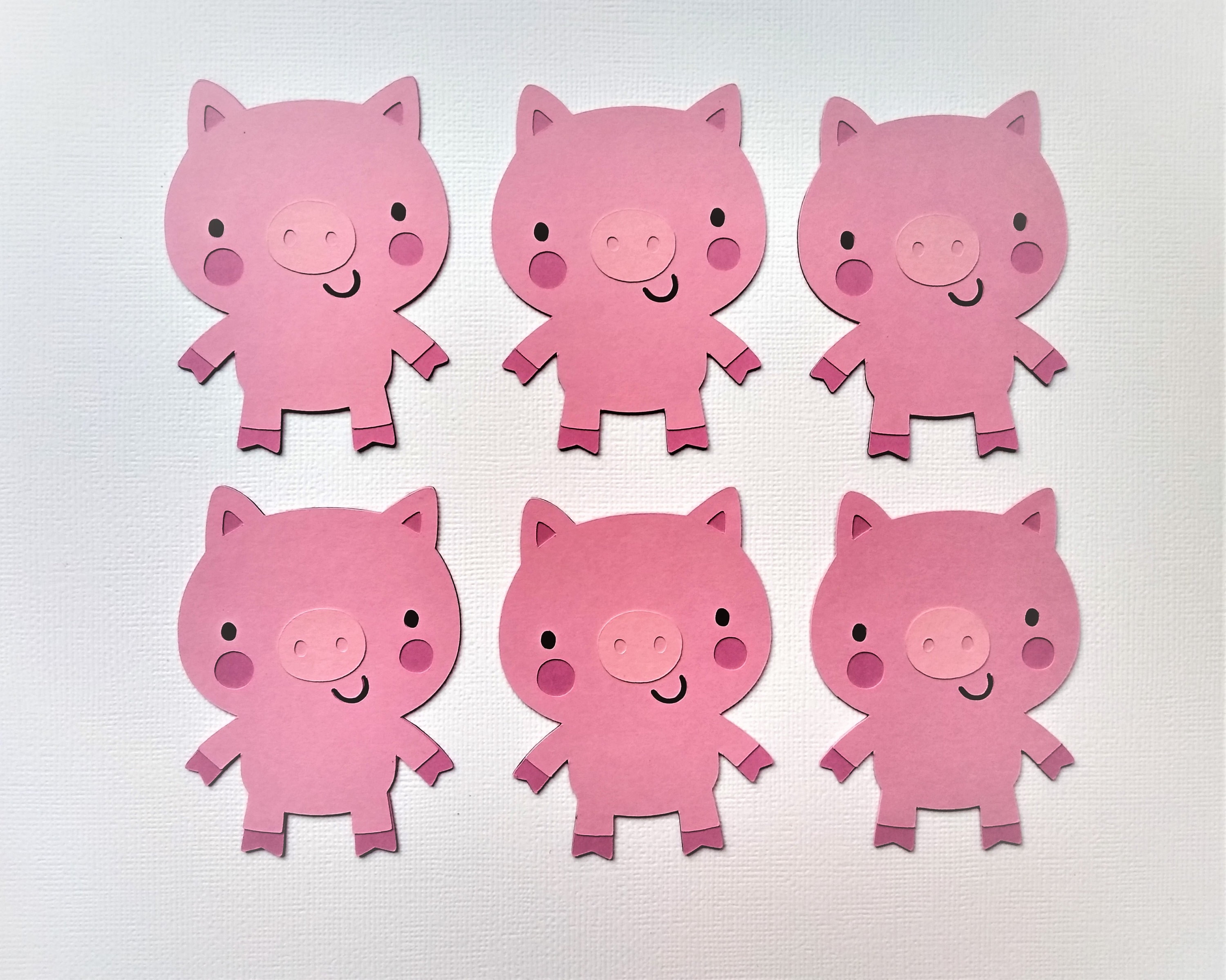 Pig Die Cut Piglet Decoration Barnyard Animal Set of 6 | Etsy