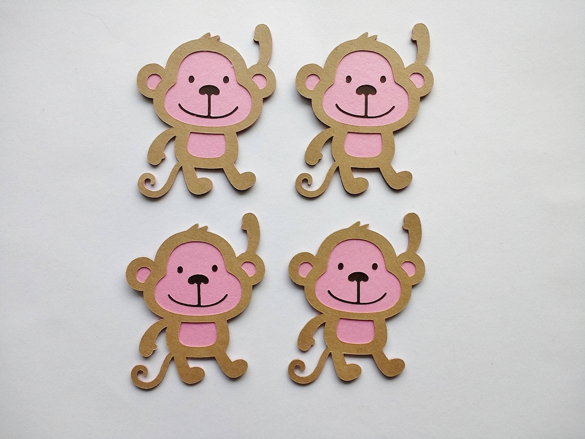 Monkey Cutout Paper Monkeys Monkey Die Cut Set of 6 | Etsy