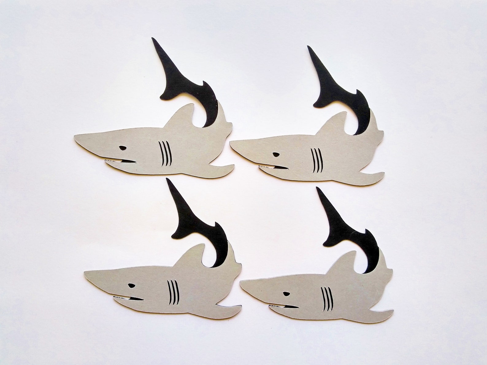 Die Cut Shark Shark Cutout Paper Shark Set of 4 | Etsy