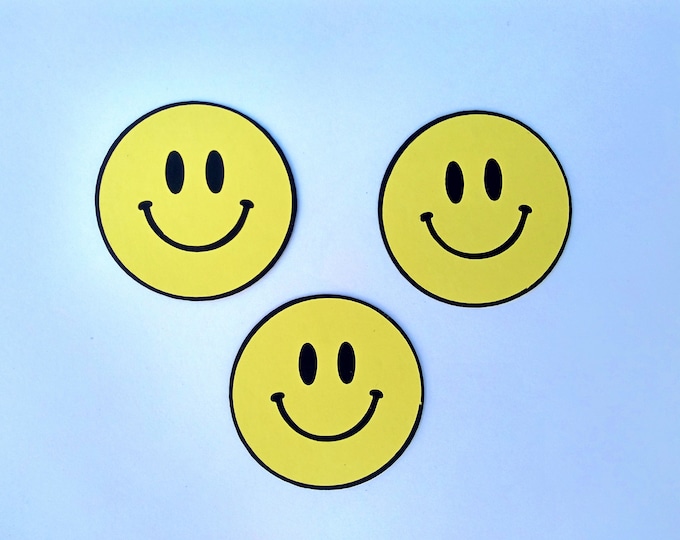 Happy Face Die Cut, Paper Smiley Face, Card Decoration Set of 6 - Etsy