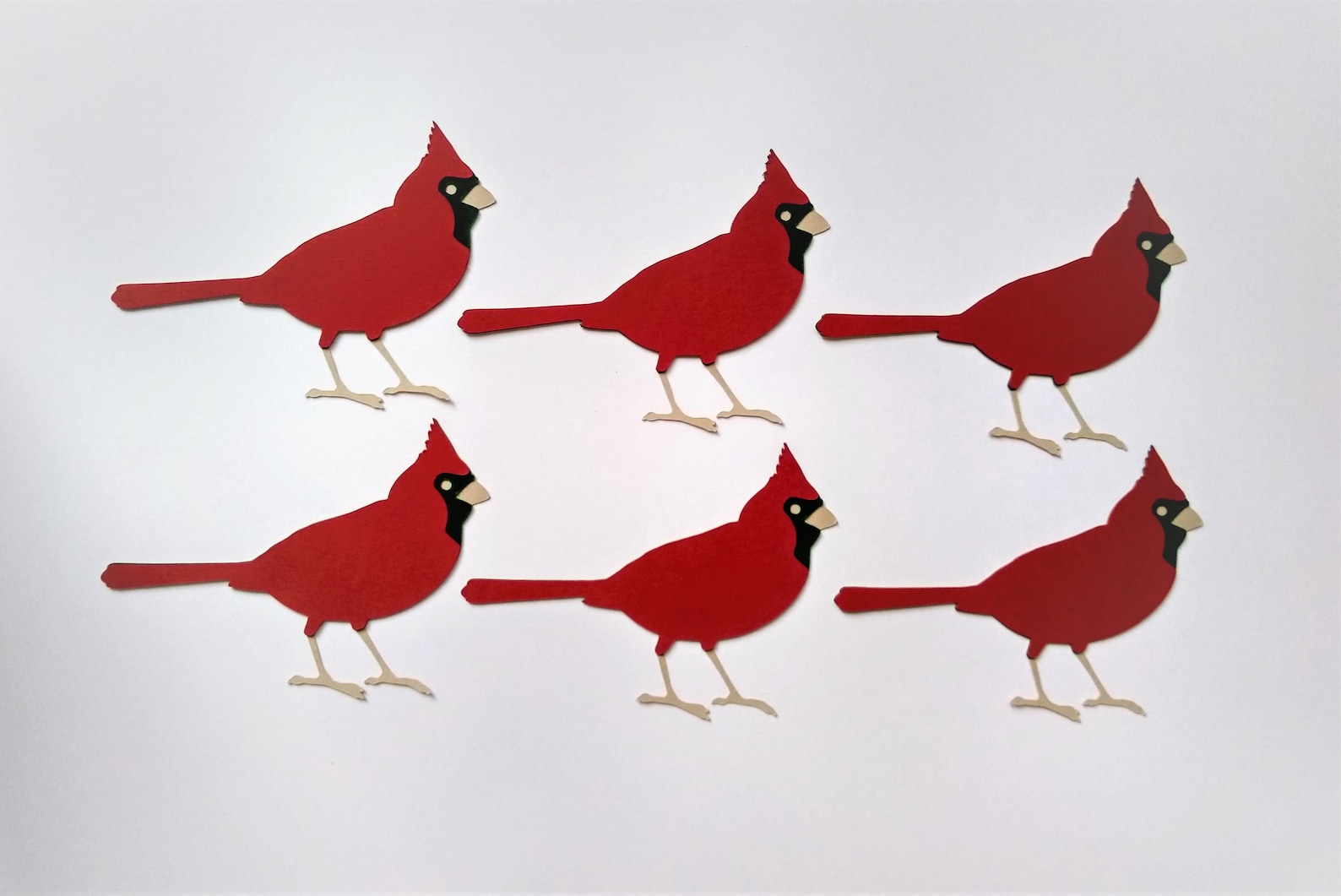 Cardinal Die Cut Red Cardinal Set of 6 | Etsy