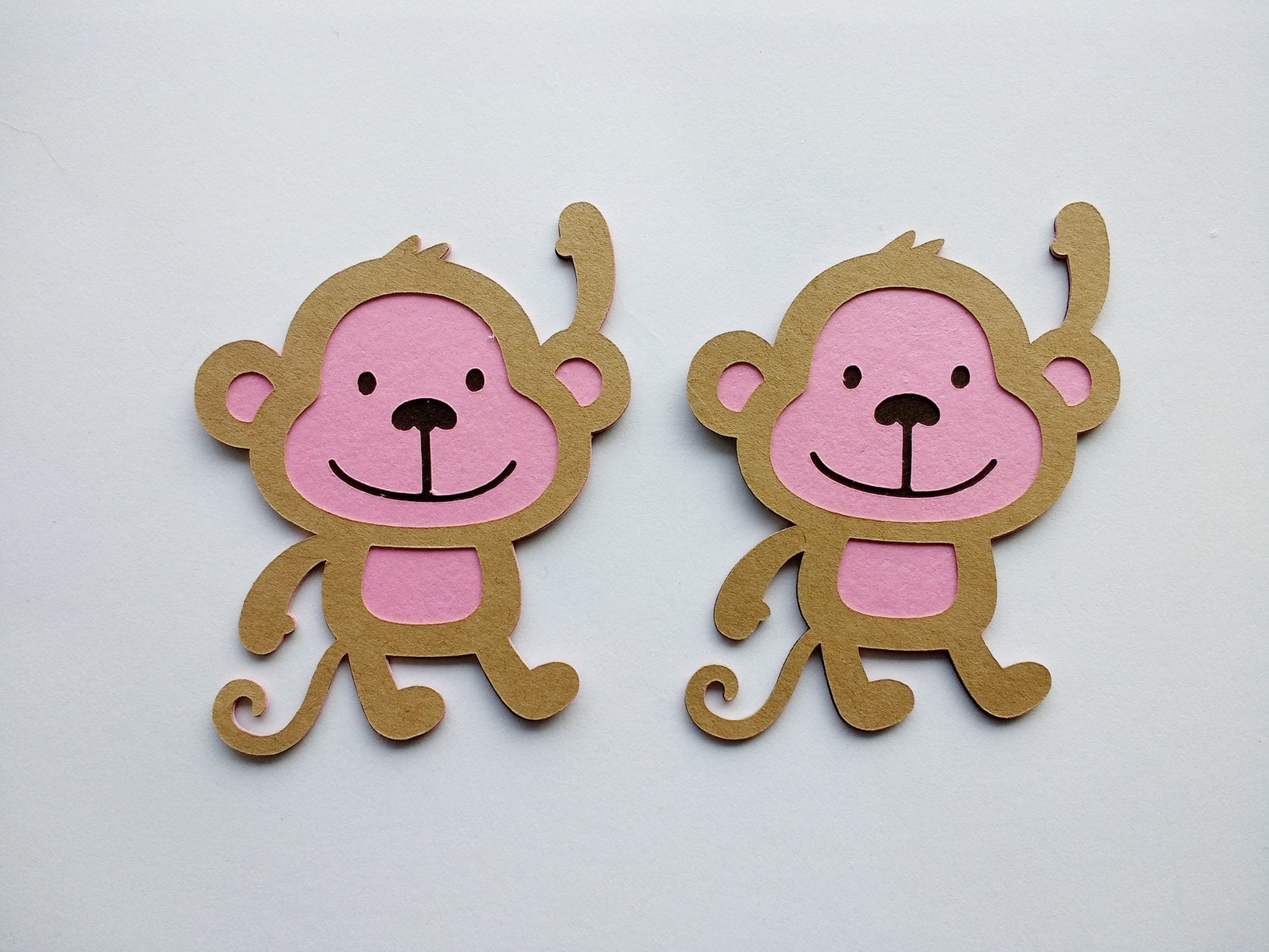 Monkey Cutout Paper Monkeys Monkey Die Cut Set of 6 | Etsy
