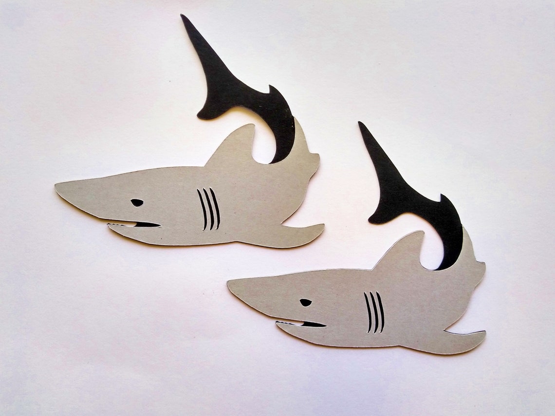 Die Cut Shark Shark Cutout Paper Shark Set of 4 | Etsy