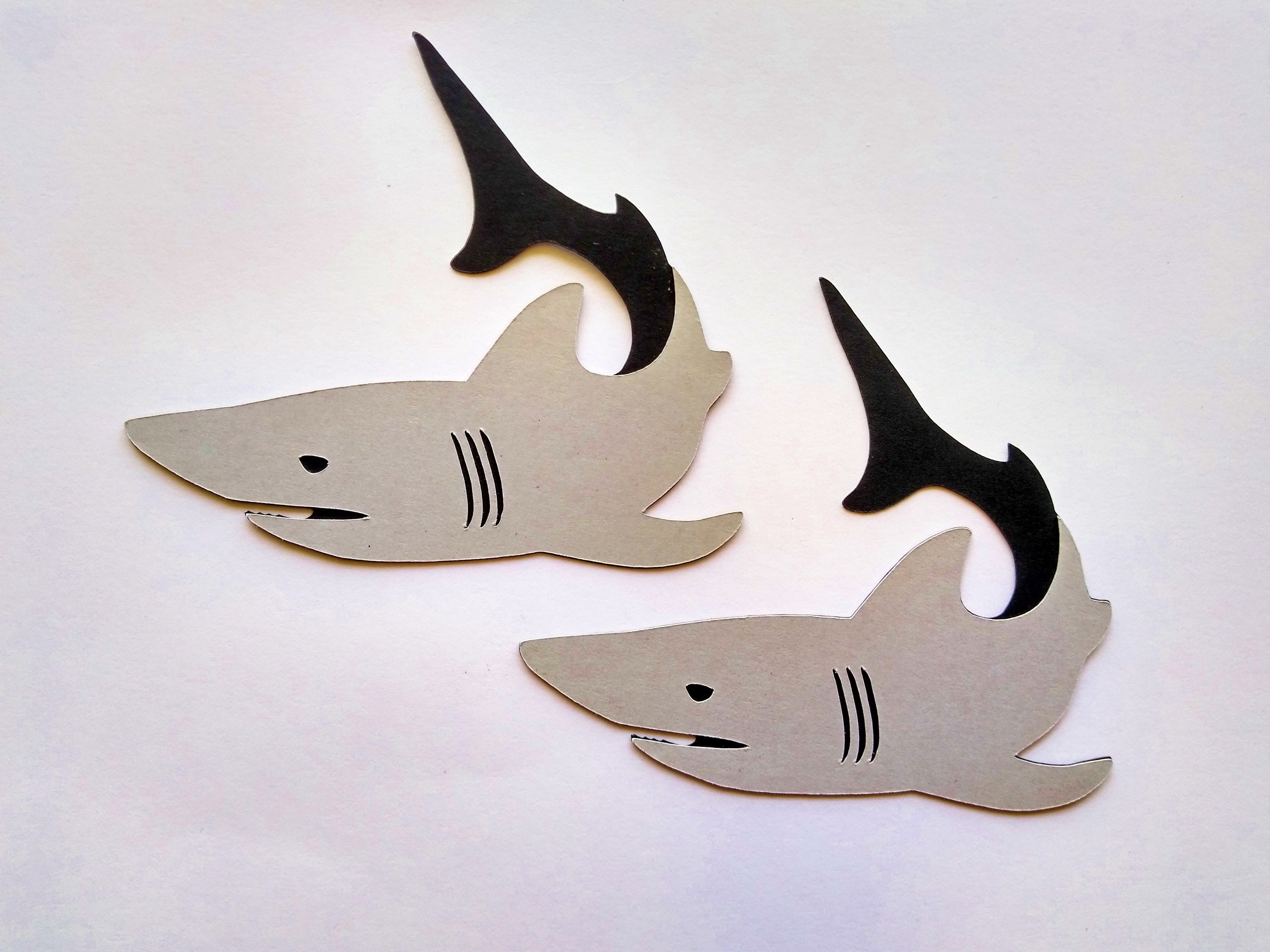 Die Cut Shark Shark Cutout Paper Shark Set of 4 | Etsy