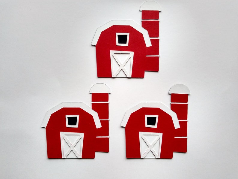 Red Paper Barn, Die Cut Barn, Barn Cutout - Set of 4 - Etsy