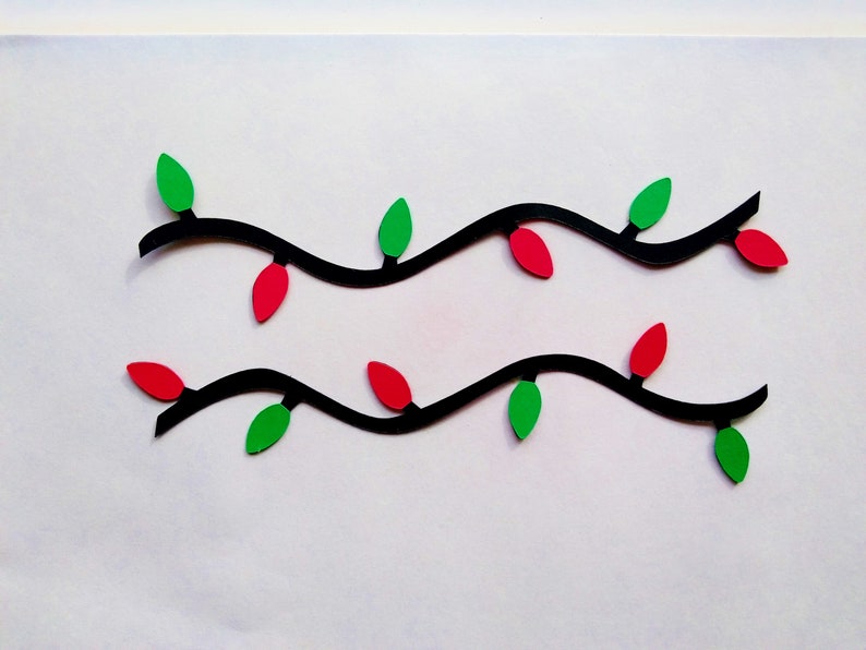 Paper Christmas Lights, Christmas Decorations, Light Die Cuts - Set of ...