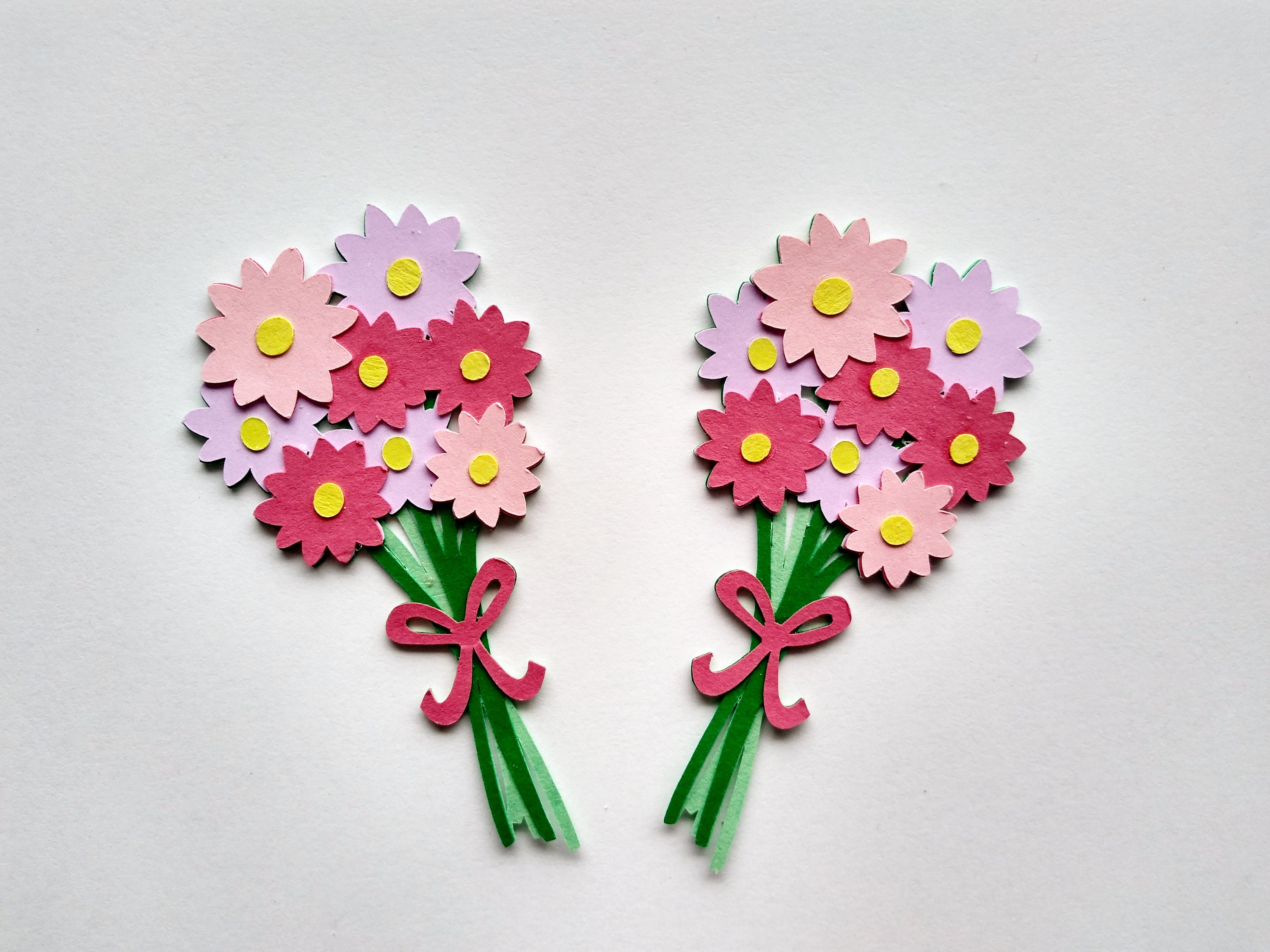 Bouquet of Flowers Paper Flowers Flower Cutouts Set of 4 | Etsy